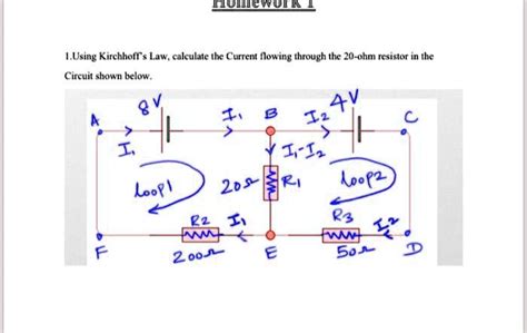 1ing kirchhoff s law calculate the current flowing through the 20