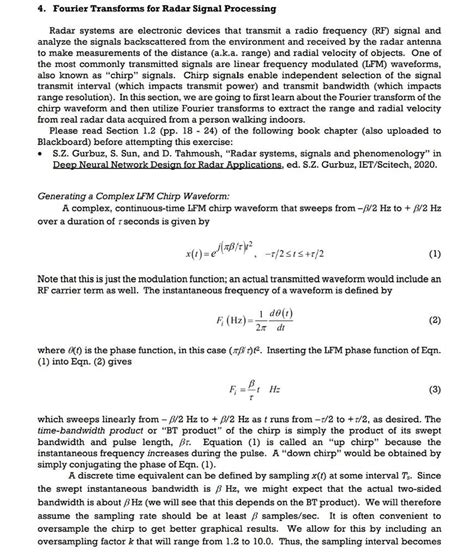4 Fourier Transforms For Radar Signal Processing