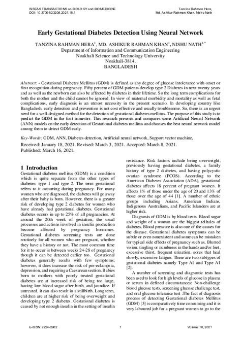 Pdf Early Gestational Diabetes Detection Using Neural Network