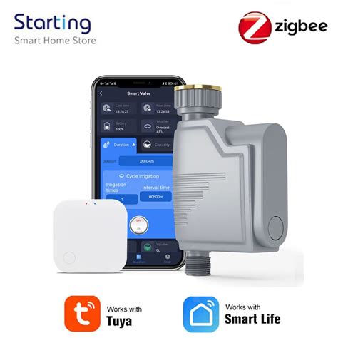 투야 지그비 스프링클러 타이머 스마트 급수 물방울 관개 시스템 내장 물 유량계 물 컨트롤러 알렉사 구글 Aliexpress