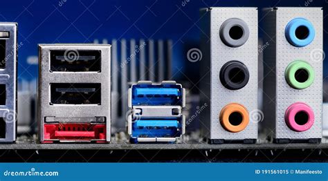 Computer Motherboard Backside Audio In And Out Usb Stock Image Image Of Board Technology