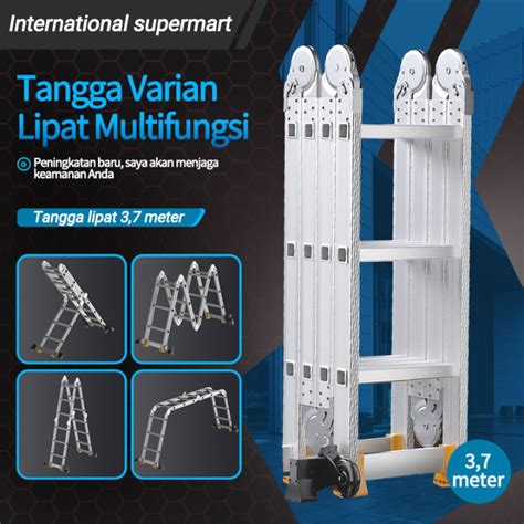 Tangga Lipat Aluminium Multifungsi Untuk Rumah Dan Konstruksi 3 7m 4 7m 5 8m Lazada Indonesia