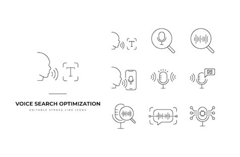 Premium Vector Set Of Voice Search Optimization Icons Simple Line Art And Editable Stroke
