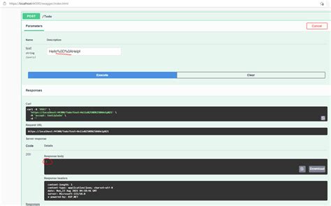 Core Swagger Ui Post How To Allow For Newline Character Input Stack Overflow