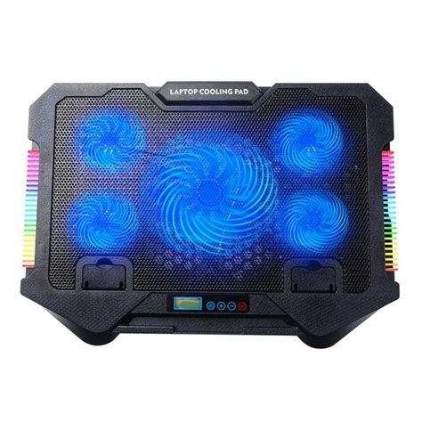 Laptop Cooling Pad RGB Gaming Notebook Cooler Laptop Fan Stand Adjustable Height With 5 Quiet