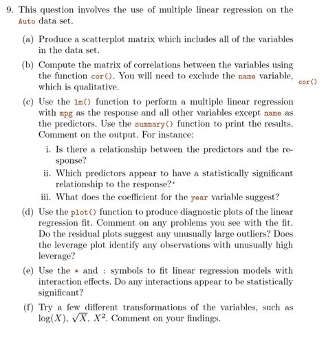 9 This Question Involves The Use Of Multiple Linear