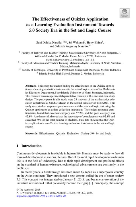 Pdf The Effectiveness Of Quizizz Application As A Learning Evaluation Instrument Towards 5 0