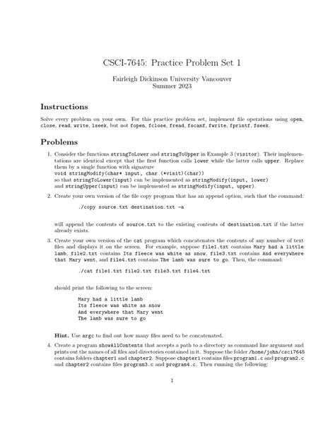 Csci 7645 Practice Problem Set 1 Pdf Computer File Directory