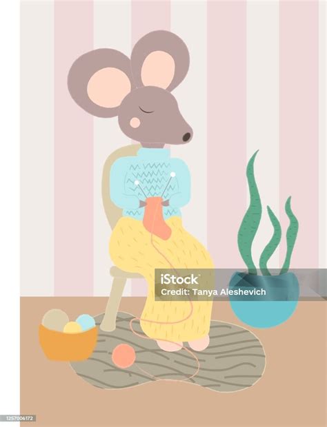 스칸디나비아 스타일의 재미있는 회색 마우스와 장난감 마우스와 보육 스캔디 디자인유치 포스터 벡터 일러스트레이션 어린이 옷 인사말 카드 어린이 인쇄에 대한 어린이