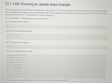 Solved 221 Lab Drawing An Upside Down Triangle Write A