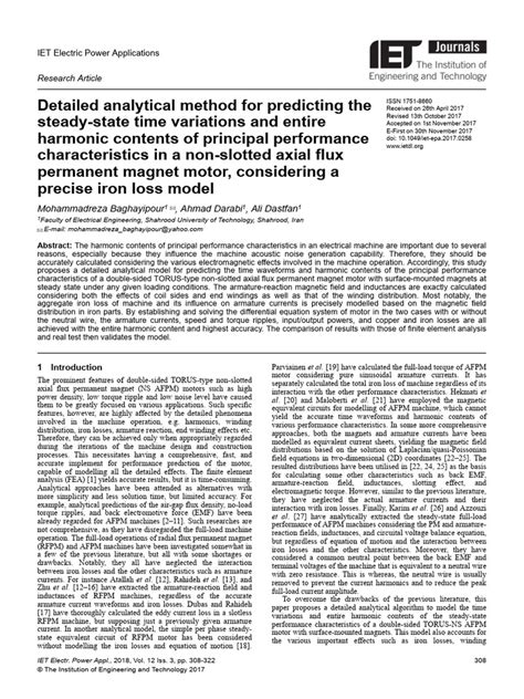 Iet Electric Power Appl 2017 Baghayipour Pdf Electric Motor