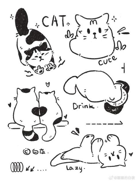 小猫和小狗在一起吃东西的图片简笔画（高清13张） 简笔画图片大全