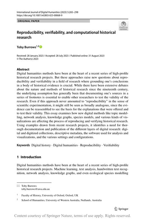Pdf Reproducibility Verifiability And Computational Historical Research