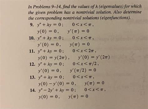 Solved In Problems 9 14 Find The Values Of λ Eigenvalues