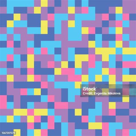 무작위로 색칠된 정사각형 요소의 추상적인 배경 디지털 위장 픽셀 원활한 패턴입니다 벡터 그림입니다 모자이크 벽지 배경 스톡 그림 픽셀 군용 여러 가지 빛깔의 질감 개념에