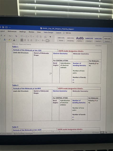 Solved 2045l Exp 05 Shapes Polarity Report Table 2 Table 3