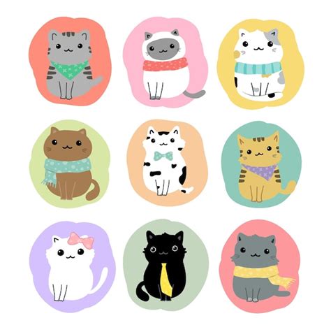 Premium Vector Cute Cats Cartoon Set Vector