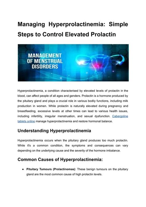 Ppt Managing Hyperprolactinemia Simple Steps To Control Elevated Prolactin Powerpoint