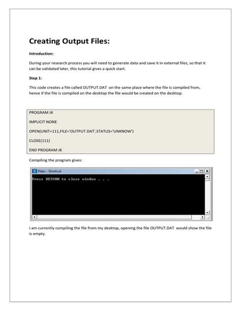 Creating Output Files