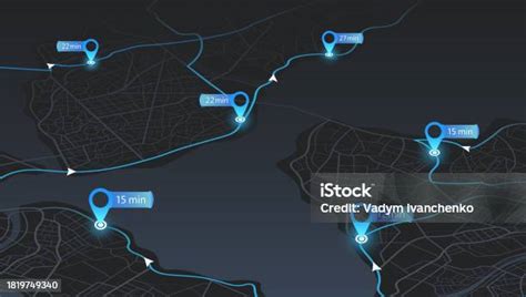 아이소메트릭 한 지점에서 의도 한 목표까지의 경로 많은 목적지 표지판 지도 전체의 주요 도로 경로의 거리 및 회전에 대한 데이터를 얻기 위한 내비게이션 매핑 기술 벡터