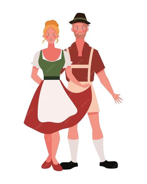 Free Vector German Couple Character Illustration Isolated