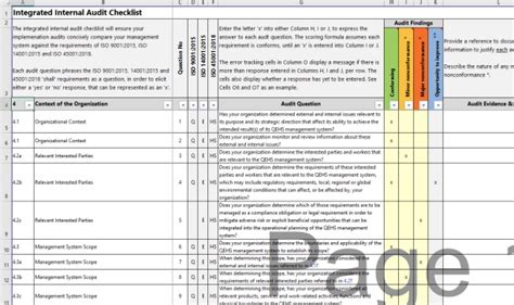 Iso 9001 Checklist Excel Template