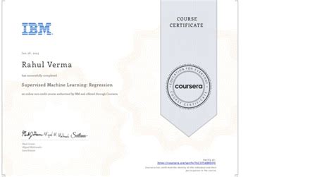 Thrilled To Announce My New Certification In Supervised Learning From Coursera This Program