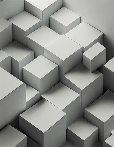 Premium Photo Random Shifted White Cube Boxes Block Background Wallpaper Banner With Copy