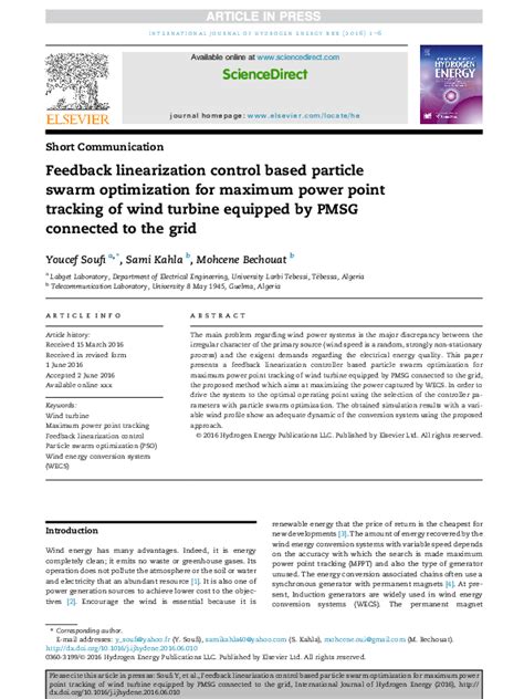 Pdf Feedback Linearization Control Based Particle Swarm Optimization