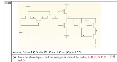 Solved Assume Vdd 5V Gnd 0 V Vtn VV And Vtp 0 7V A Chegg Com