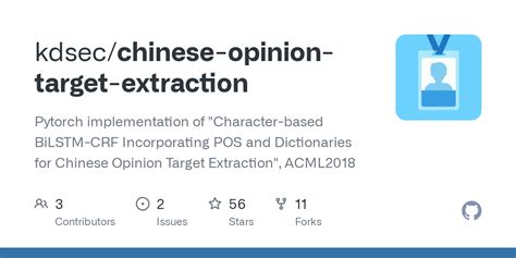 github kdsec chinese opinion target extraction pytorch implementation of character based