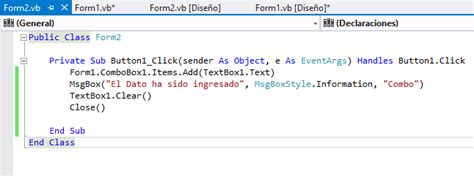 Sergio Vado Blog Textbox A Combobox De Un Formulario A Otro En Visual Basic Net