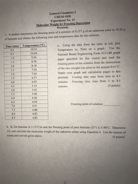 Solved A Student Determine The Freezing Point Of Solution Chegg