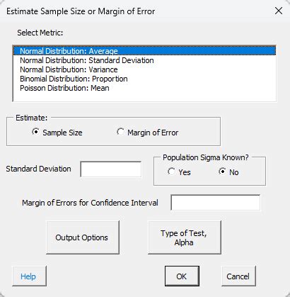 Sample Size And Margin Of Error Estimation Help SPC For Excel