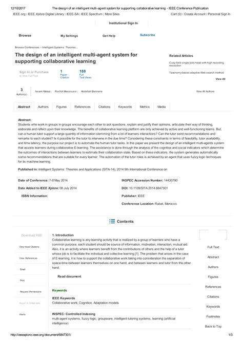 Pdf Multi Agent System Based On Fuzzy Logic For E Learning