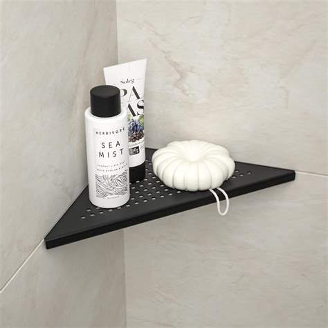 Bernkot Corner Shower Shelf 10 Matte Black 304 Stainless Steel Grout
