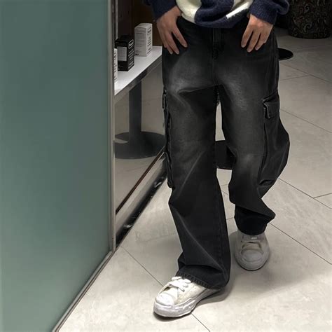 튜프티 빅카고 데님 와이드 팬츠 Unisex 놈코어 스트릿 카고바지 2colors 위시버킷