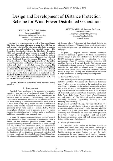 PDF Design And Development Of Distance Protection Scheme For Wind Power Distributed Generation