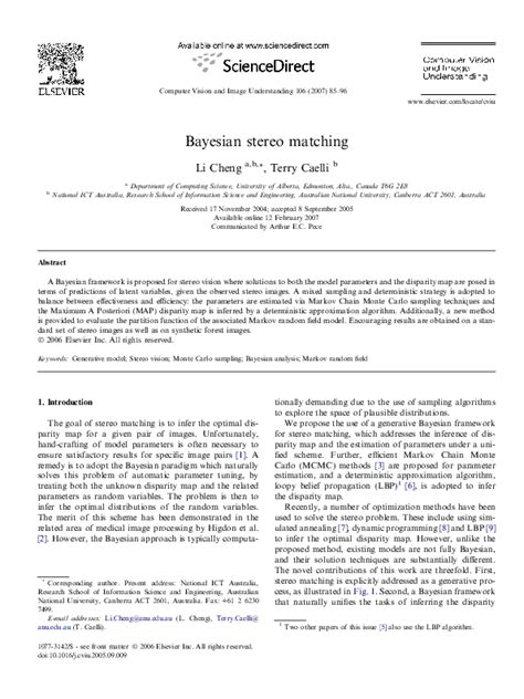 Pdf Bayesian Stereo Matching