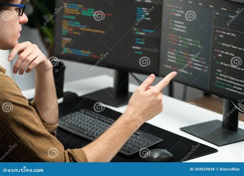 It Developer Working Online Software Development Coding On Pc Screens