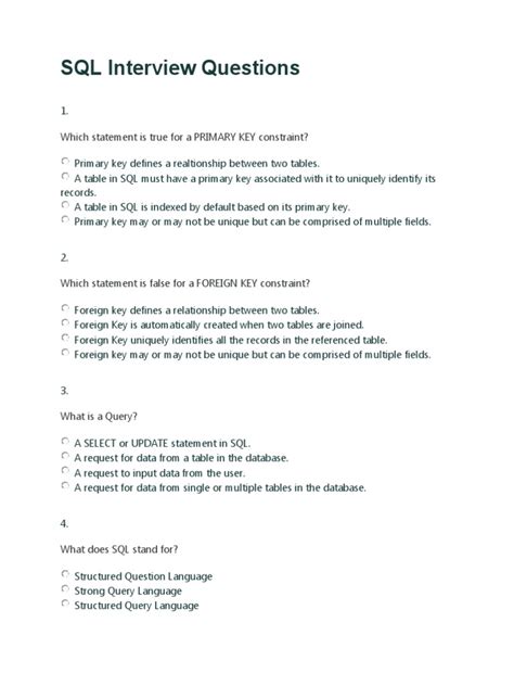 Practice Sql Interview Question Pdf Sql Database Index