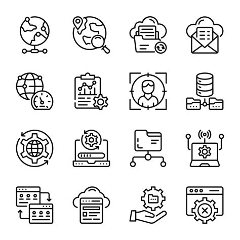 Big Data Storage Line Icons 8080403 Vector Art At Vecteezy