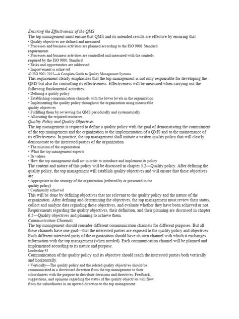 Ensuring The Effectiveness Of The Qms Pdf Business Finance And Money Management