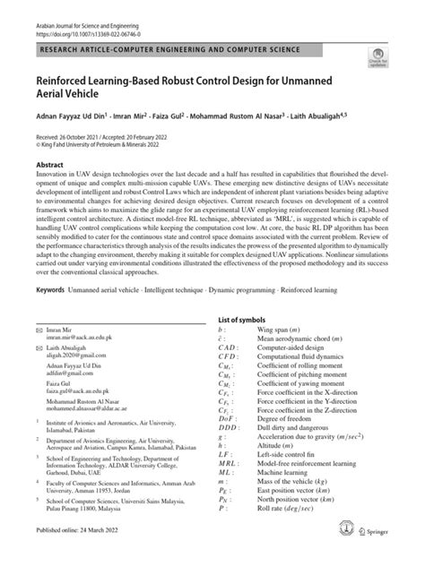 Reinforced Learning Based Robust Control Design For Unmanned Aerial Vehicle Pdf Mathematical