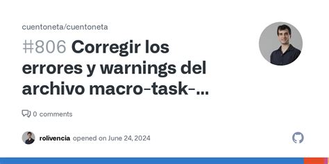 Corregir Los Errores Y Warnings Del Archivo Macro Task Rvicets · Issue 806
