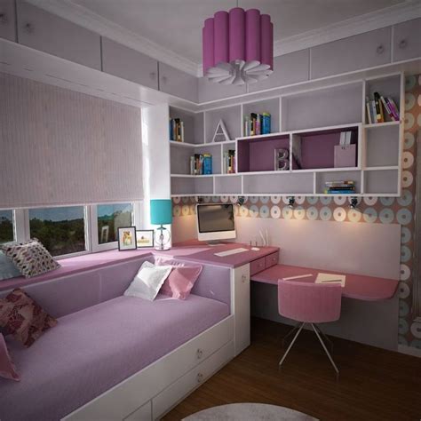 Маленькая комната для девочки в розовом цвете Desain Desain Kamar Penyimpanan