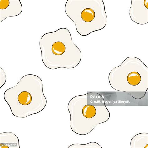 손으로 그린 완벽한 패턴 바탕에 튀긴 달걀 바탕 배경 여러 달걀 모양 그리고 노른자를 특징으로 합니다 가정의 방에 대한 스톡 벡터 아트 및 기타 이미지 Istock