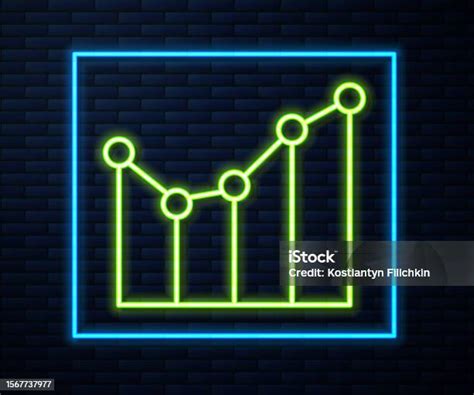 빛나는 네온 선 그래프 일정 차트 다이어그램 인포그래픽 벽돌 벽 배경에서 격리된 원형 그래프 아이콘 벡터 3차원 형태에 대한 스톡 벡터 아트 및 기타 이미지 Istock