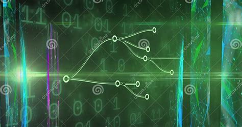 Image Of Connections Over Binary Code On Green Background Stock Illustration Illustration Of