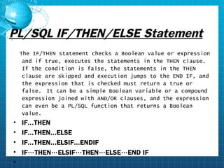Oracle Pl Sql Control Statments Ppt Programming Languages Computing